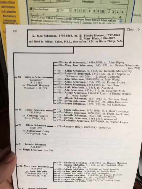 William Schurman, Loyalist of Bedeque, Prince Edward Island and his descendants. First Edition ...
