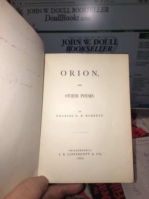 Orion and Other Poems. First Edition. Lovely copy, Signed by Roberts